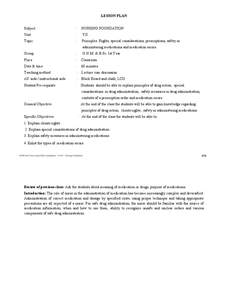 Lesson Plan Fonn S.1 | PDF | Pharmacokinetics | Medical Prescription