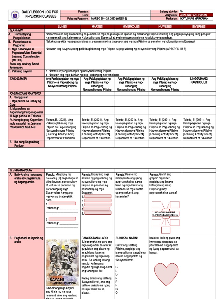 G5 Q3W6 DLL AP (MELCs) | PDF