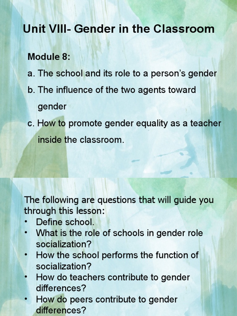 Module 7 - Gender in The Classroom | PDF | Socialization | Gender Studies