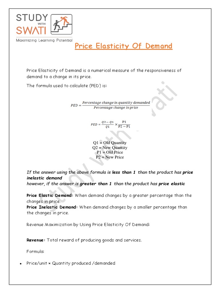 Chapter 11 Price Elasticity of Demand | PDF | Elasticity (Economics ...