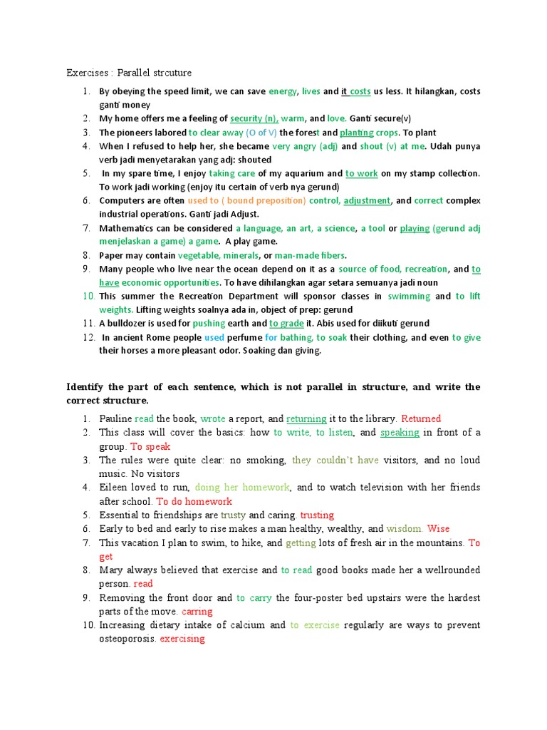 Exercise Parallel Structure | PDF