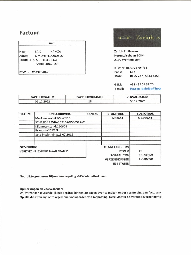 Factura Compra BMW | PDF
