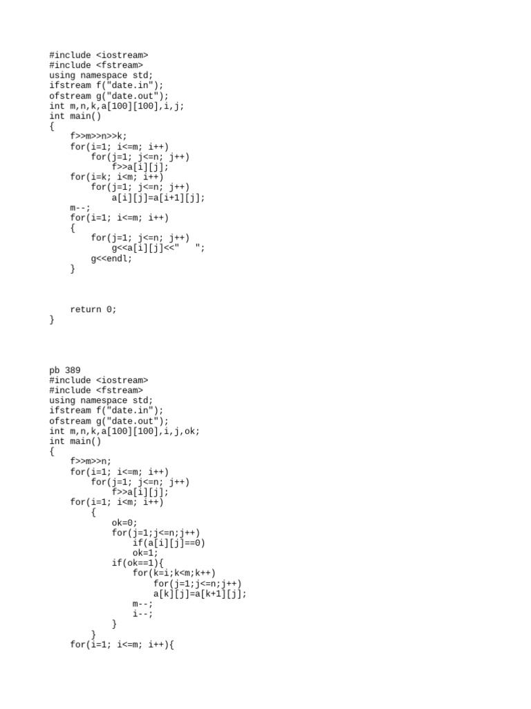Inserare Stergere Matrici | PDF | Computer Programming | C++