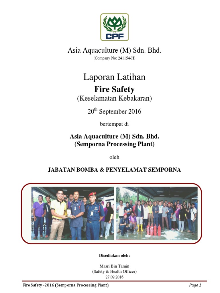 Fire Fighting Bomba Semporna Training Report 2016 Pdf