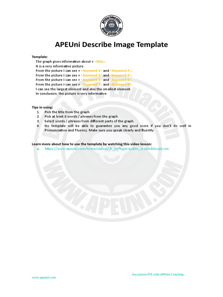 APEUni Describe Image Template Guide | PDF