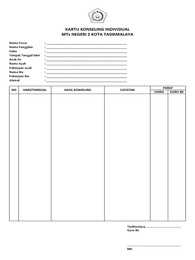 Kartu Konseling Individual | PDF