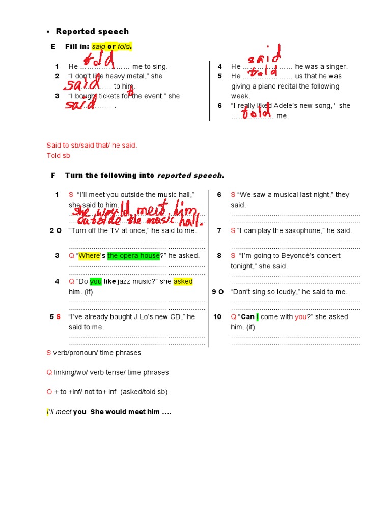 Reported Speech | PDF