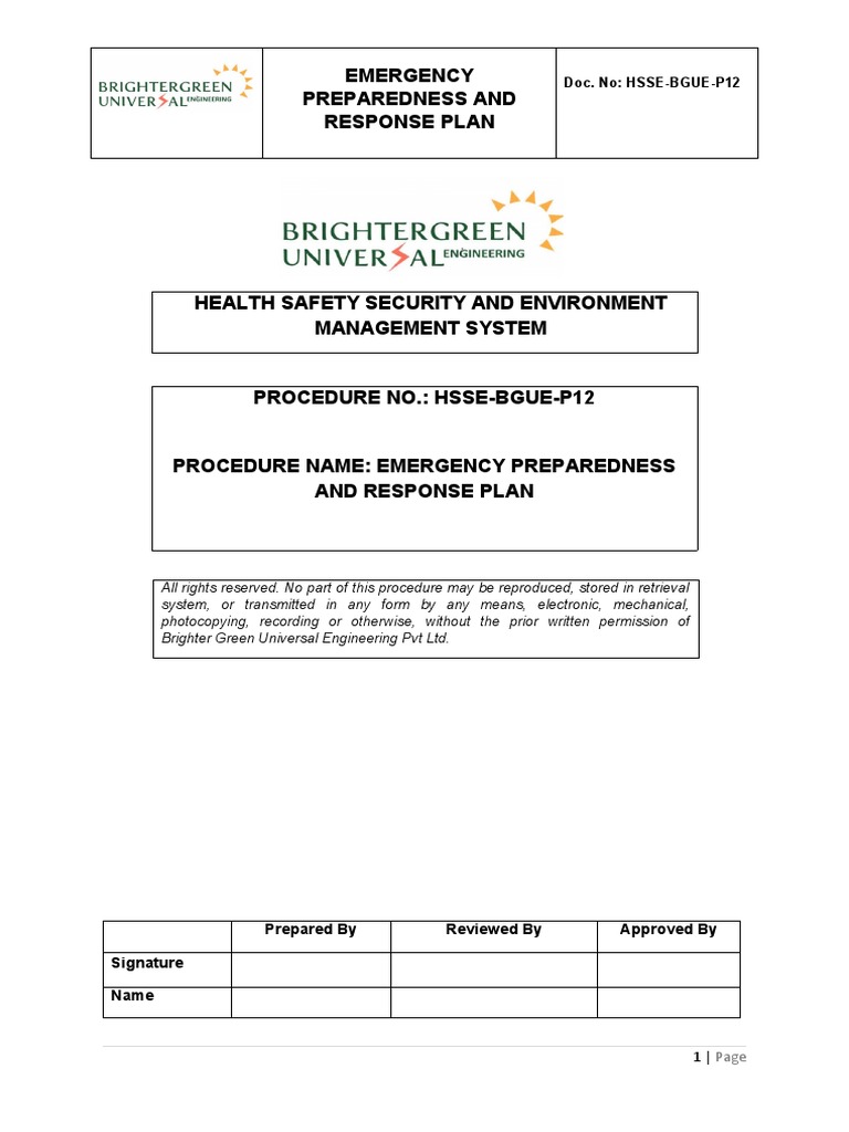 BGUE Format For Energency Preparedness | PDF | Emergency | Emergency ...
