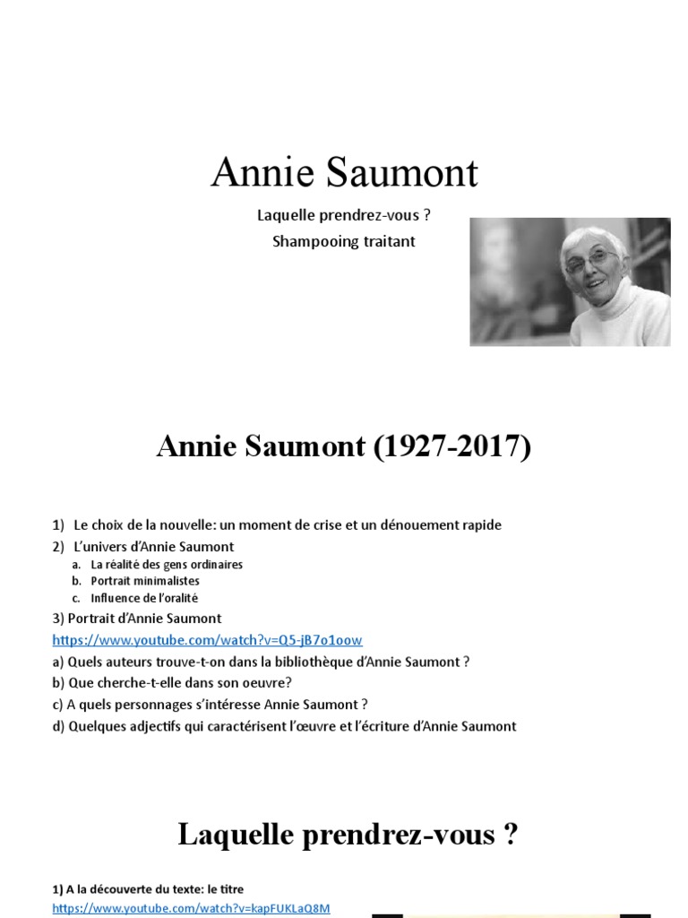 Annie Saumont Prã©sentation 2 | PDF