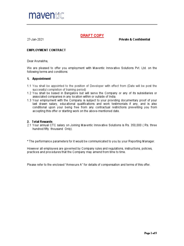 38.arunabha - Developer Offer - Draft | PDF | Employment | Taxes