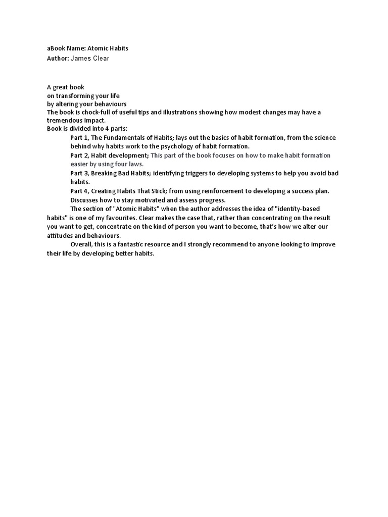 Atomic Habits: Transform Your Life | PDF | Self-Improvement