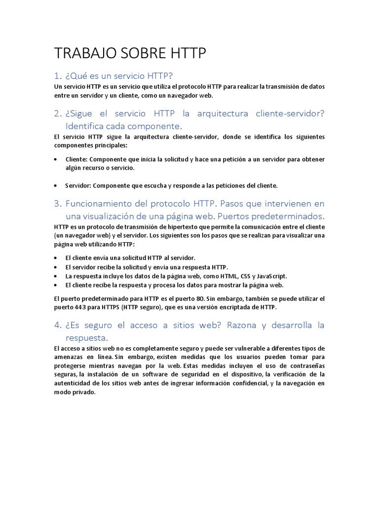 Trabajo Sobre HTTP | PDF | Protocolo de Transferencia de Hipertexto ...