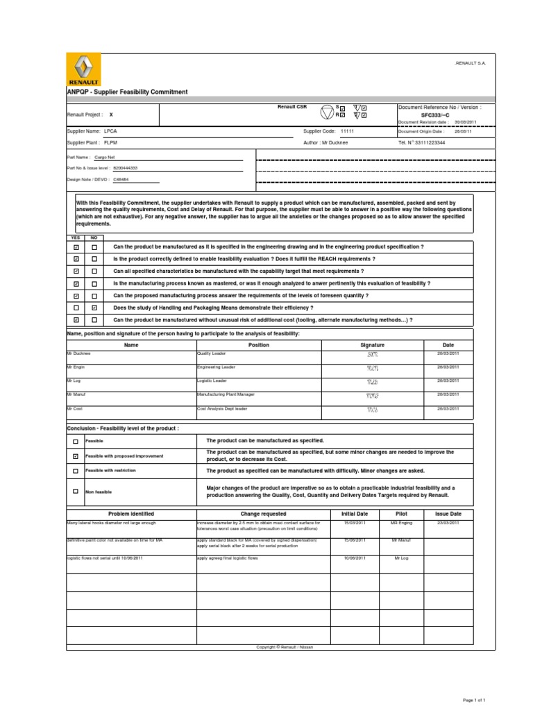 04332-En-30 Supplier Feasibility Commitment | PDF | Business Process ...