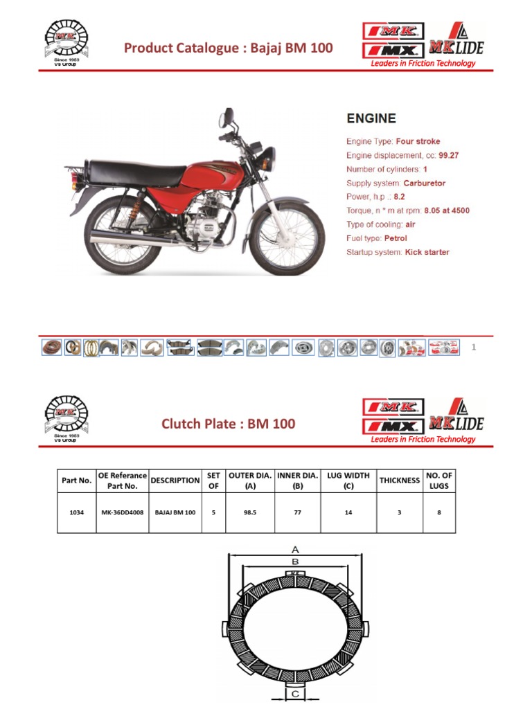 Bajaj BM100 Catalogue | PDF | Clutch | Automotive Technologies