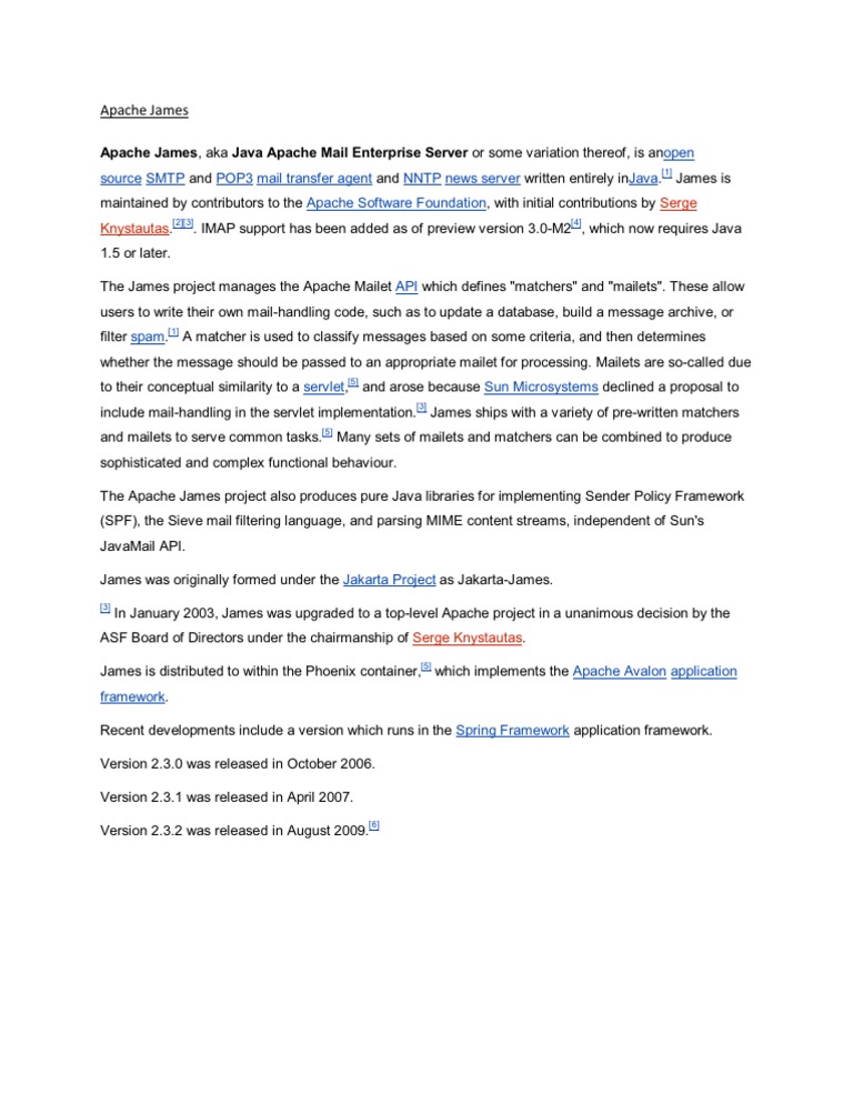Apache James Mail Server Overview | PDF