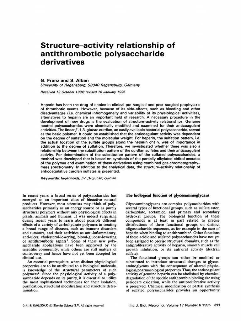 Structure-Activity Relationship of Antithrombotic Polysaccharide ...