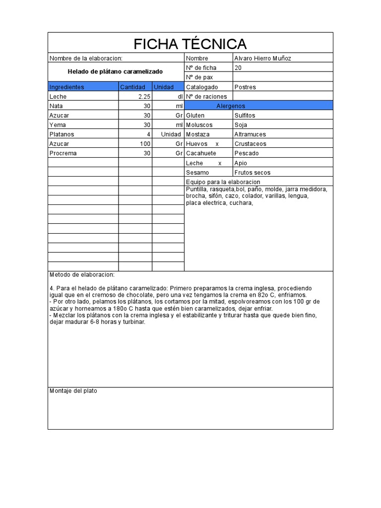 Ficha Tecnica 20.xlsx - Hoja 1 | PDF