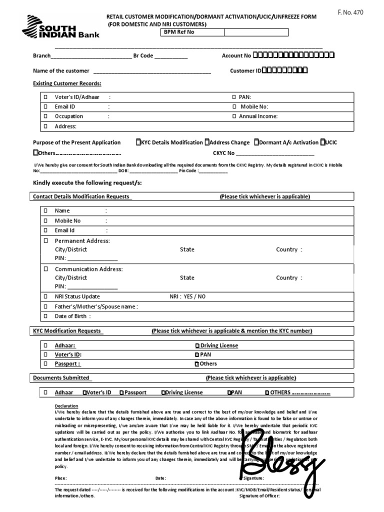Retail Customer Form: Modify/Activate | PDF | Identity Document | Signature