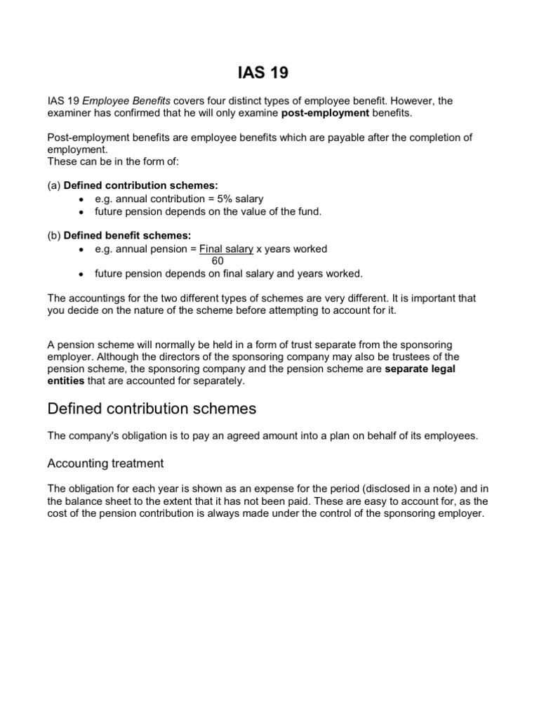 Ias 19 | PDF | Defined Benefit Pension Plan | Employee Benefits