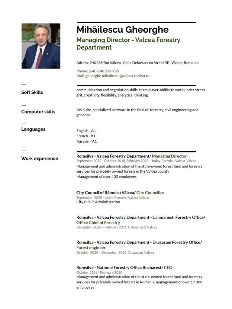 Mihailescu Gheorghe - Curriculum Vitae | PDF | Forestry