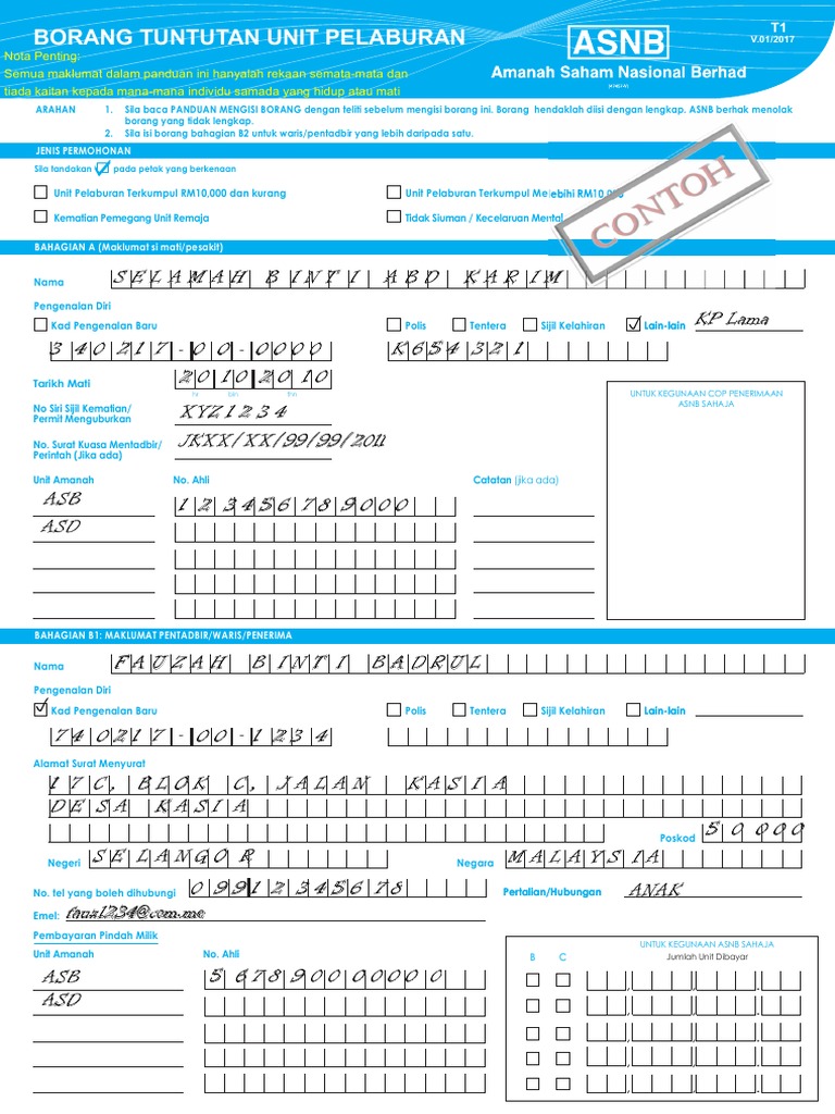 Panduan Pengisian Borang T1 | PDF