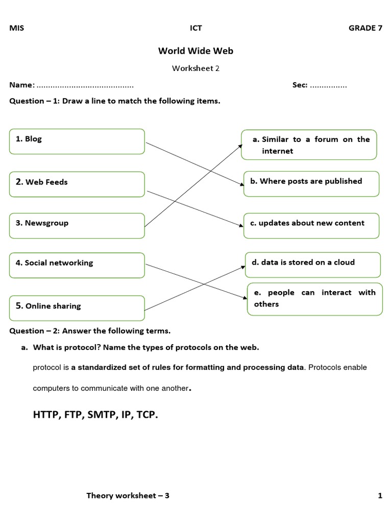 World Wide Web - Worksheet 2 Answer | PDF
