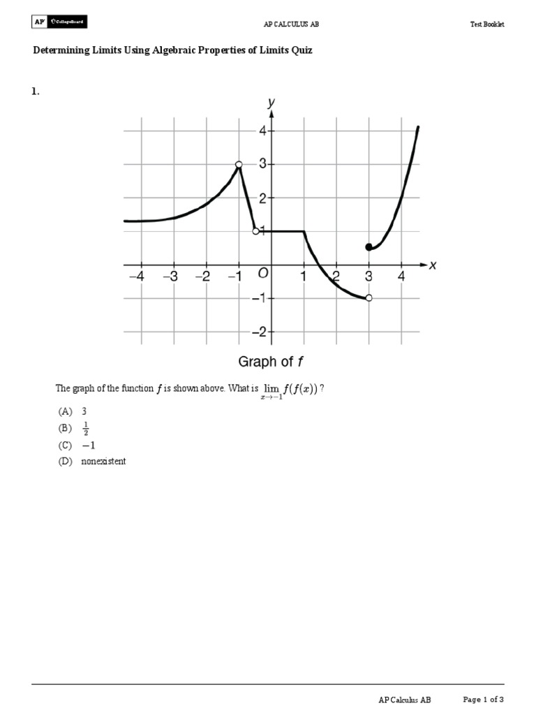 Determining Limits Using Algebraic Properties of Limits Quiz | PDF