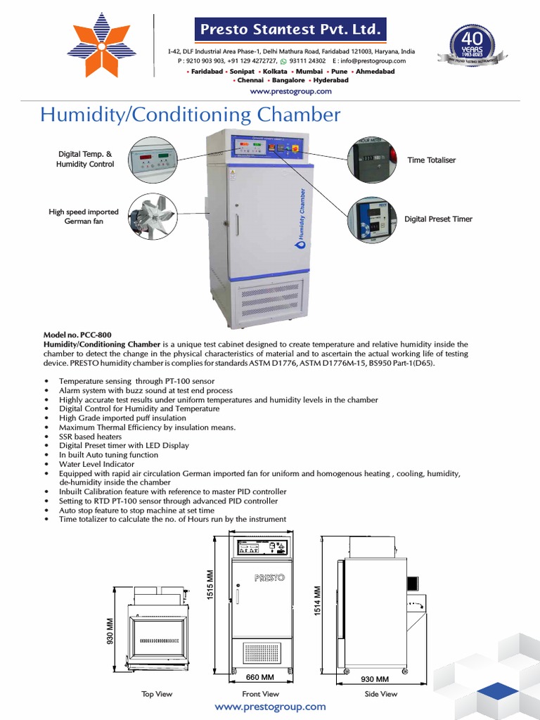 Presto Model No. PCC-800 | PDF | Humidity | Temperature