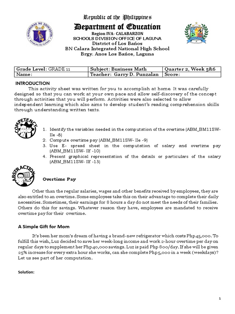 BusinessMath Q2 W56 | PDF | Overtime | Labor