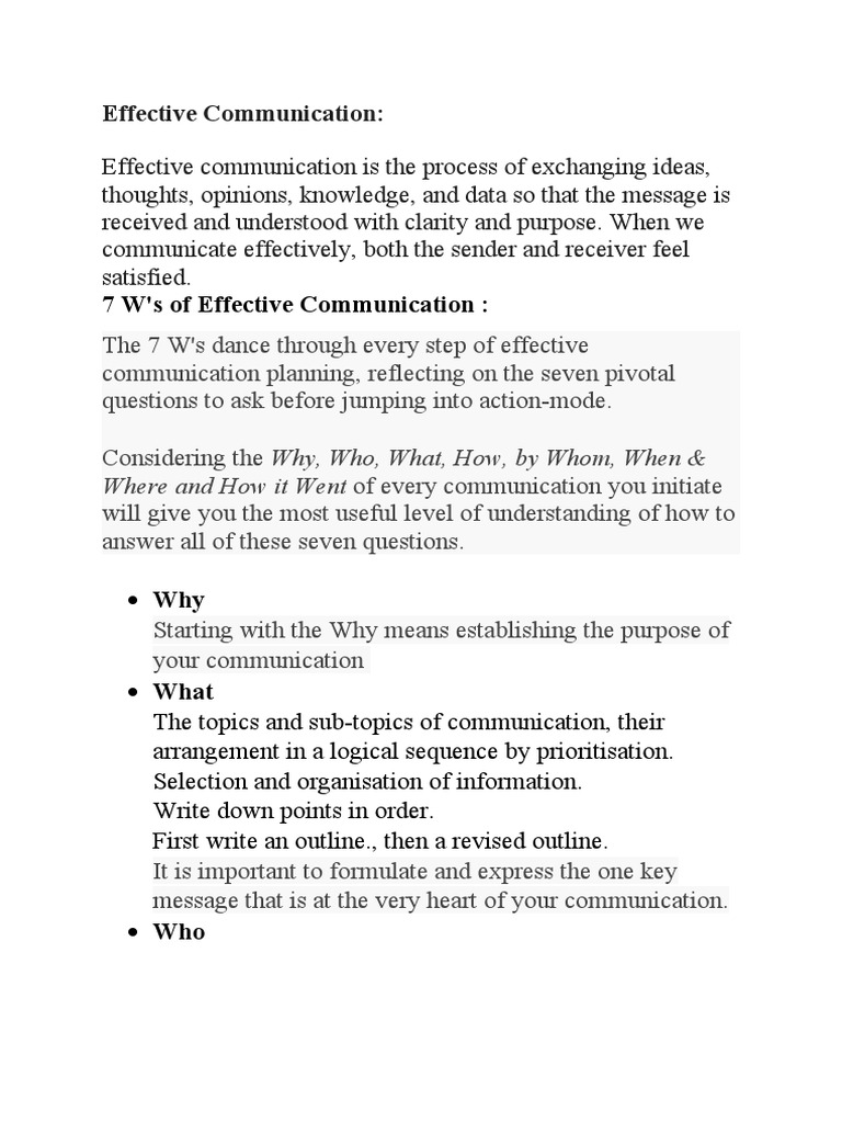 7Ws and 7 Cs of Communication | PDF | Communication | Etiquette