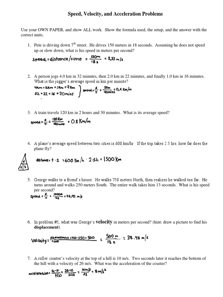 Speed Acceleration Exercises Pdf