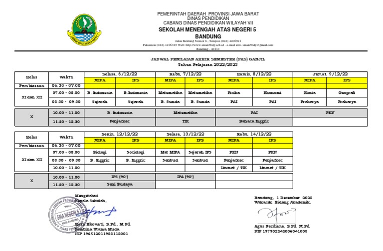 Jadwal PAS 2223-1 | PDF