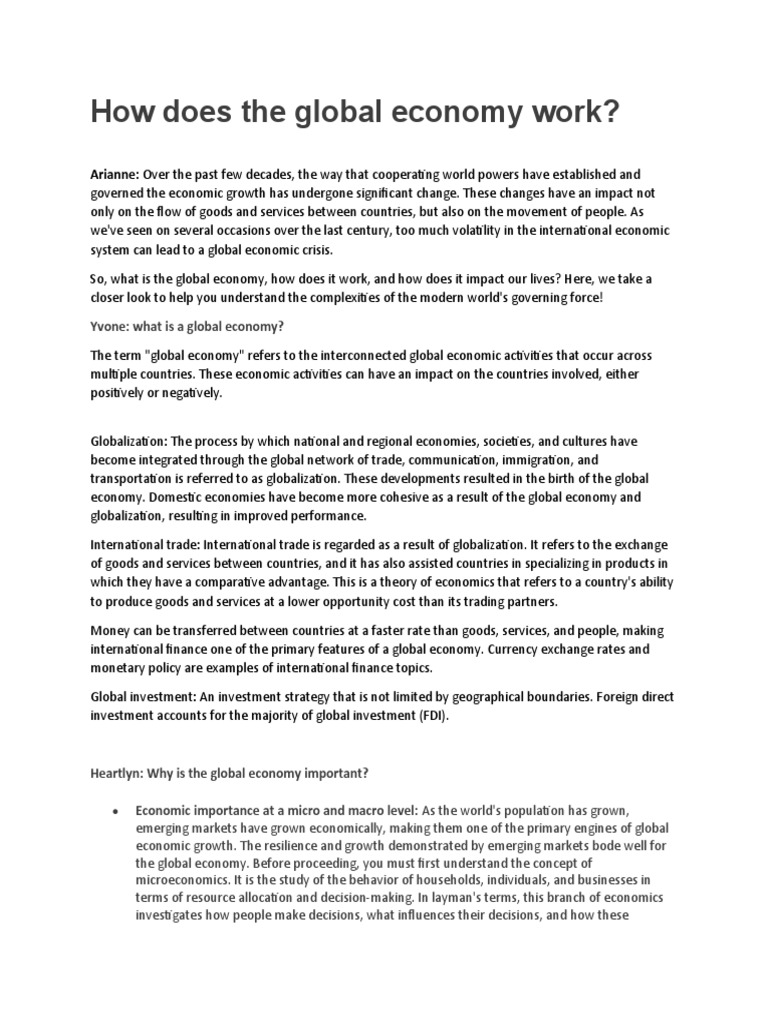 How Does The Global Economy Work | PDF | Globalization | Economies