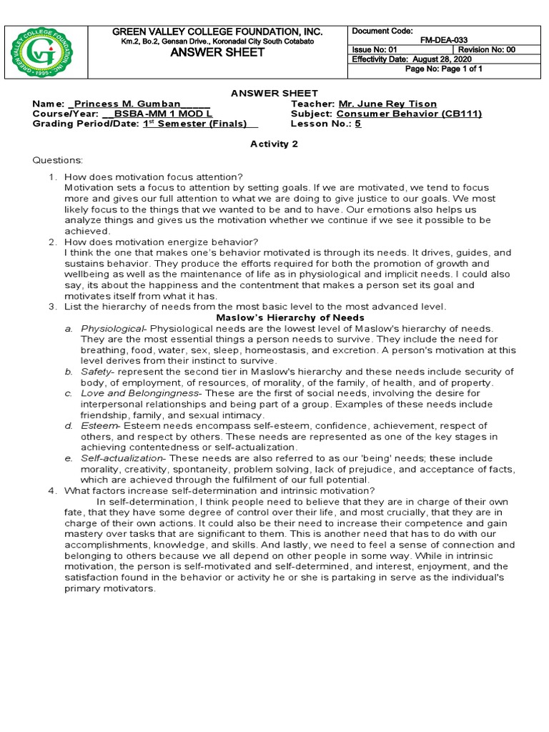 Finals Cb111 Activity 2 | PDF | Psychological Theories | Metaphysics Of Mind