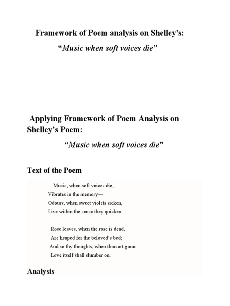Analysis of Shelley's "Music When Soft Voices Die" | PDF | Metre ...