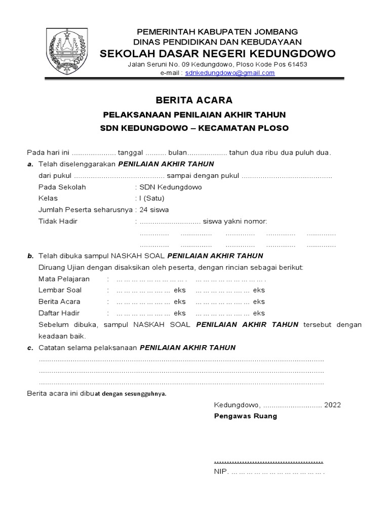 BERITA ACARA PAT GENAP Tahun 2021-2022 | PDF