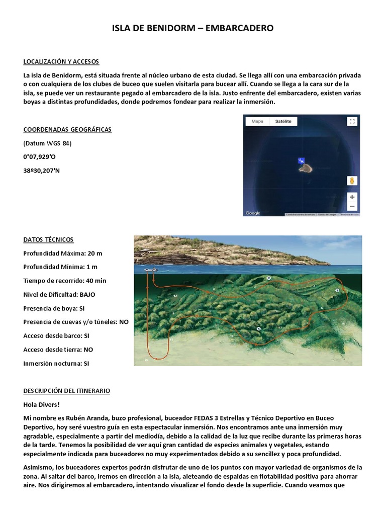 Zona Buceo Isla de Benidorm - Embarcadero | PDF | Buceo bajo el agua