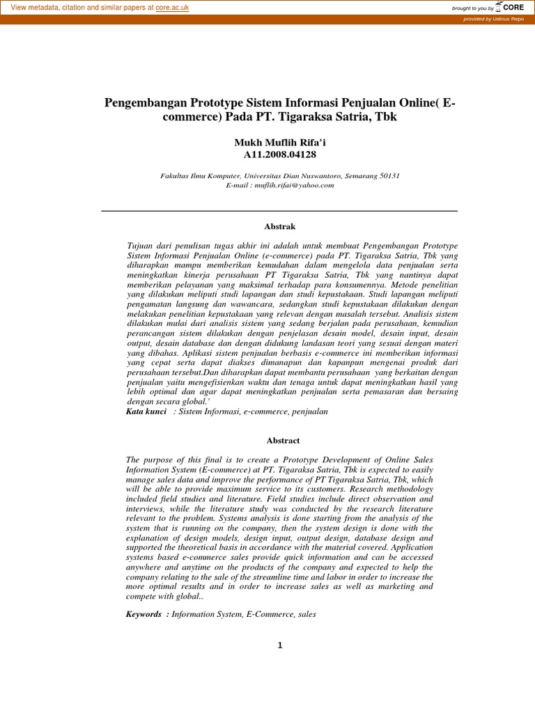 Pengembangan Prototype Sistem Informasi Penjualan Online (E-Commerce ...