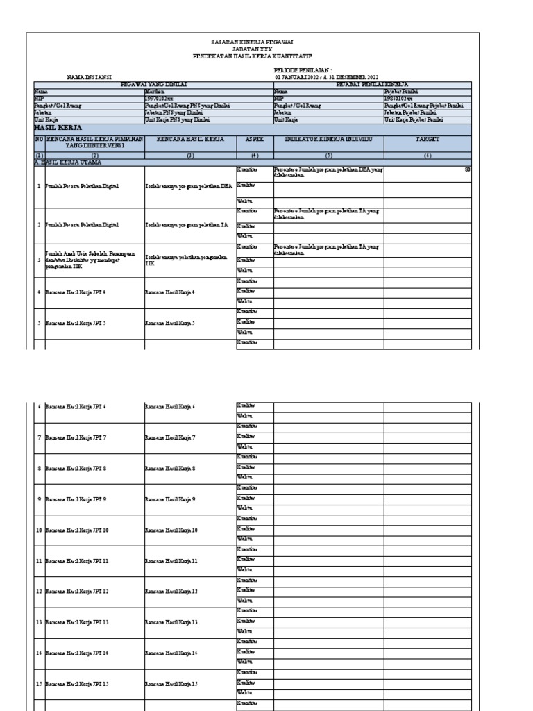 SKP Permenpan 6 - JA JF Kuantitatif Rev1 | PDF