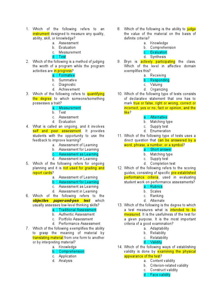 Assessment in Learning 1 Csa 2 | PDF | Educational Assessment ...