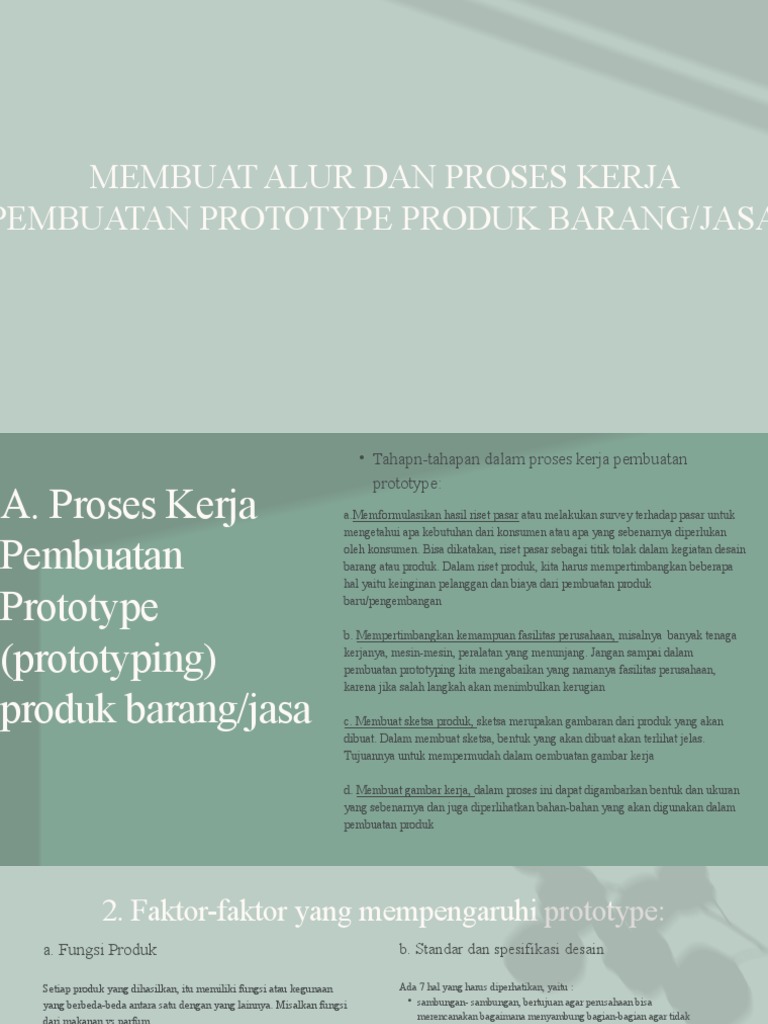 Membuat Alur Dan Proses Kerja Pembuatan Prototype Produk Barang/Jasa | PDF