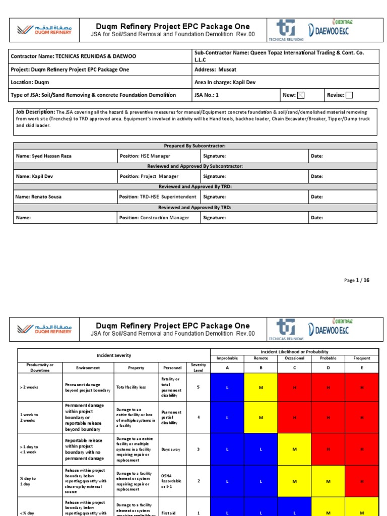 JSA - Soil Removing. HSE Asad | PDF | Loader (Equipment) | Personal Protective Equipment