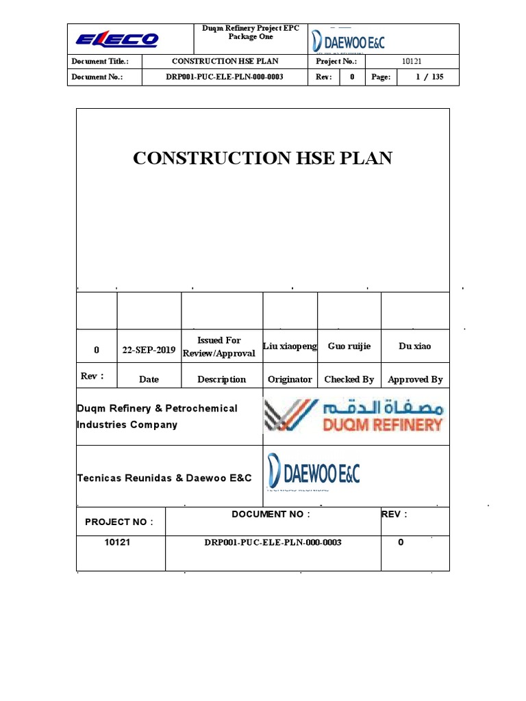 Construction HSE Plan | PDF | Crane (Machine) | Traffic Collision