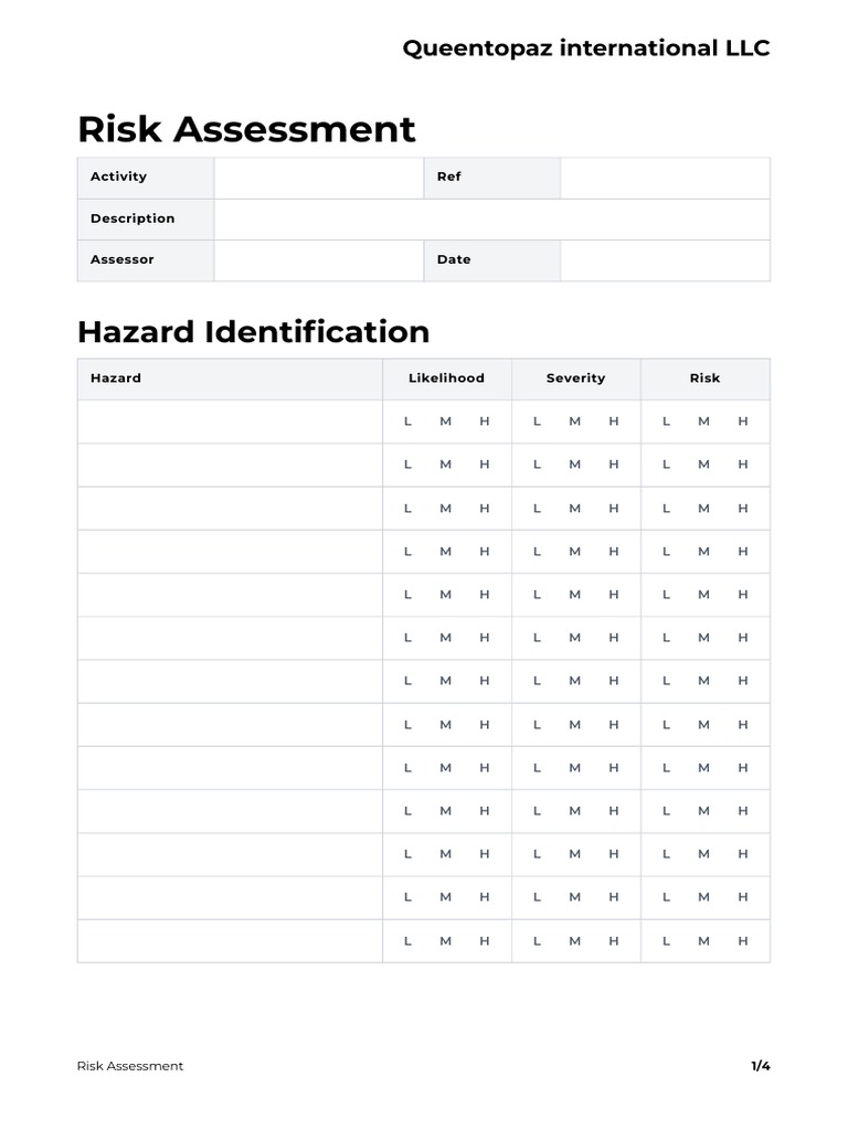 Risk Assessment-Blank | PDF | Risk | Risk Assessment