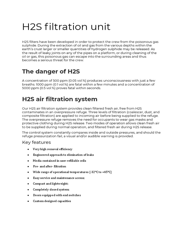 H&H H2S Filtration Unit | PDF