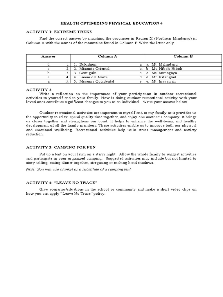 Health Optimizing Physical Education 4 | PDF Health Optimizing Physical Education 4 | PDF