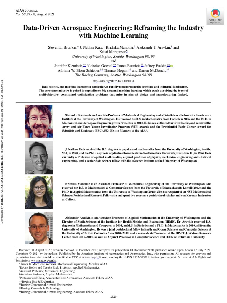 Data-Driven Aerospace Engineering With ML | PDF | Machine Learning | Engineering