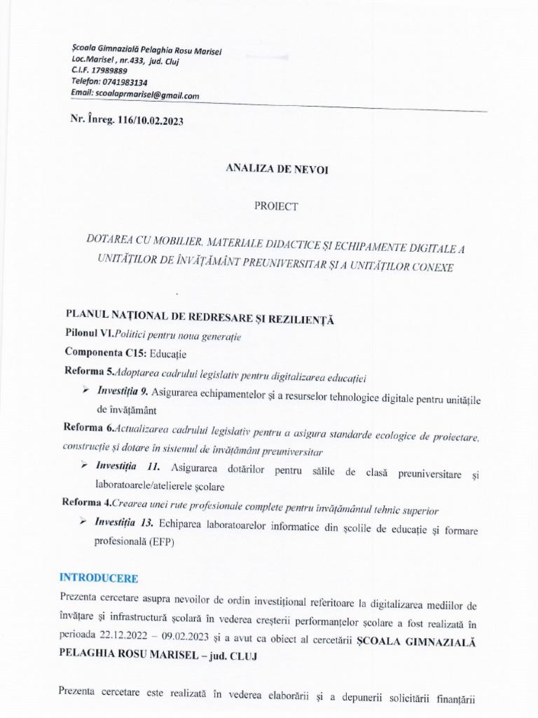 Analiza de Nevoi PDF | PDF