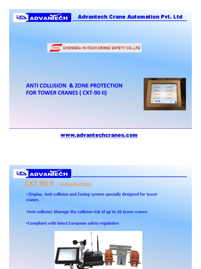 Advantech Crane Automation Pvt. Ltd's Anti-Collision System for Tower ...