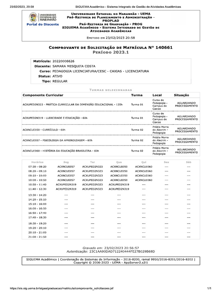 Matricula SAMARA | PDF